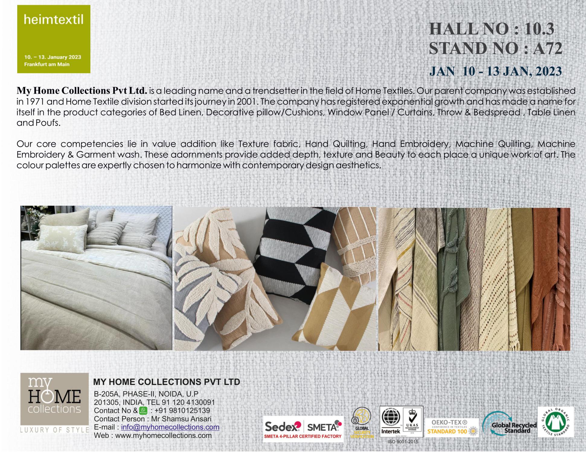 My Home Collections Pvt. Ltd. (Manufacturer of All kinds of Textiles ...